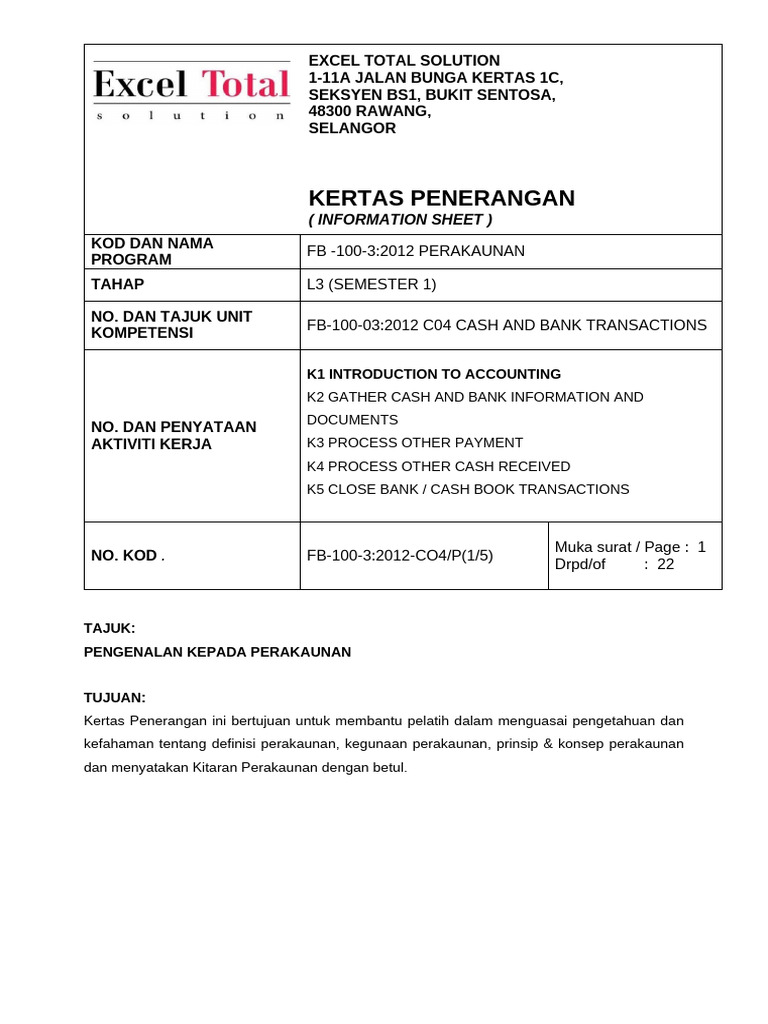 Cash and Bank Transaction K1 | PDF
