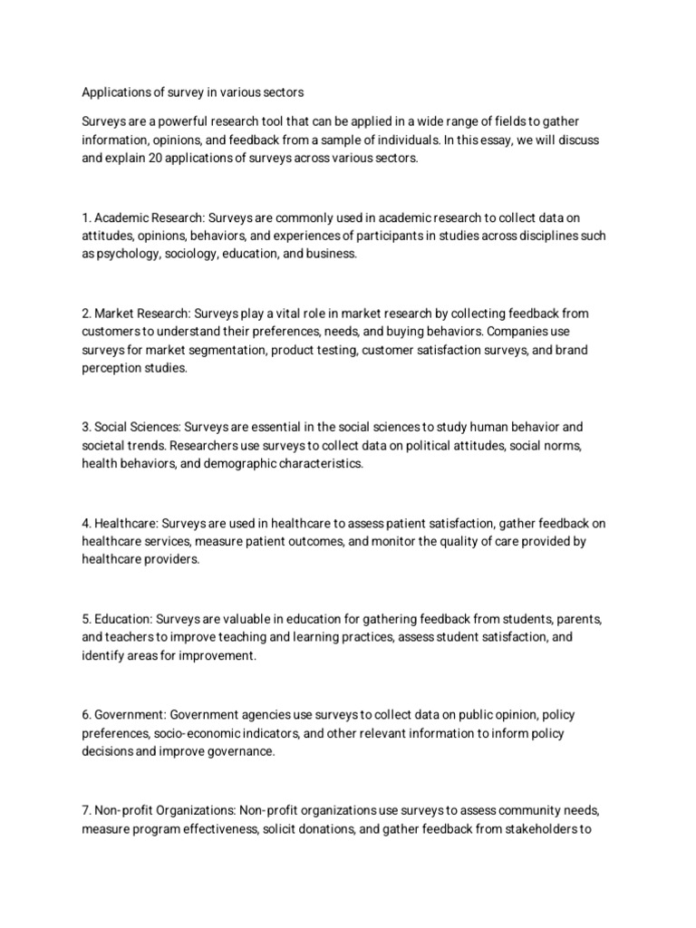 20 Survey Applications Across Sectors | PDF