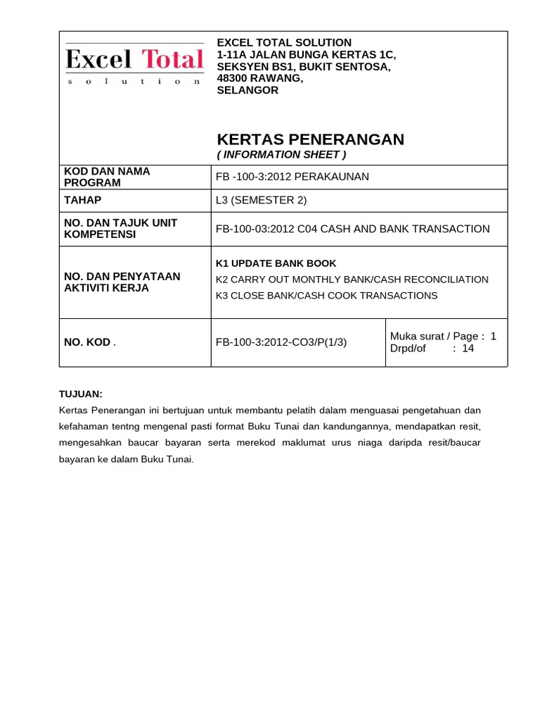 Cash and Bank Transaction K6 | PDF