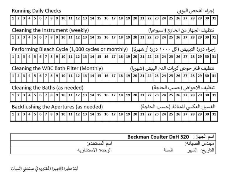 Beckman Coulter Maint. Log | PDF