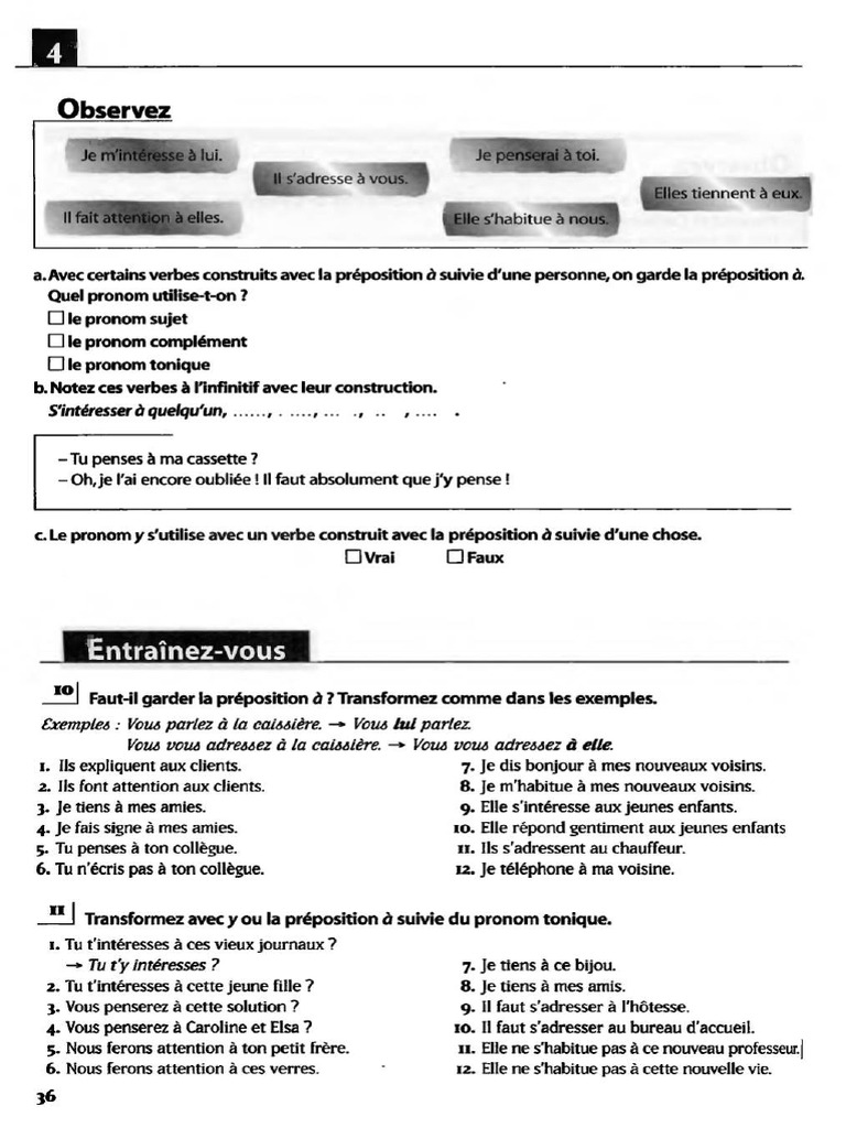 Les Exercices de Grammaire PRONOM COD COI | PDF