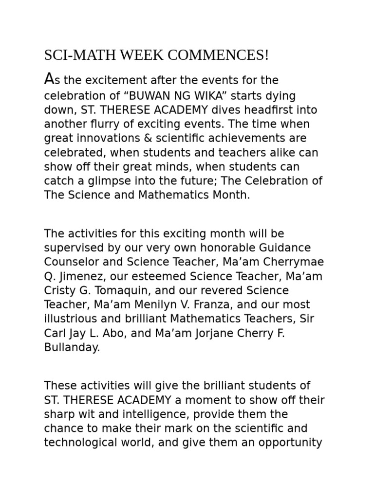 Sci-Math School Paper | PDF