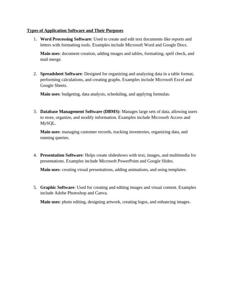 Types of Application Software Explained | PDF