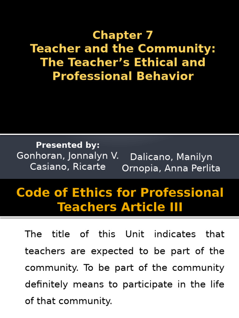 The Teachers Ethical and Professional Behavior | PDF | Learning | Teachers