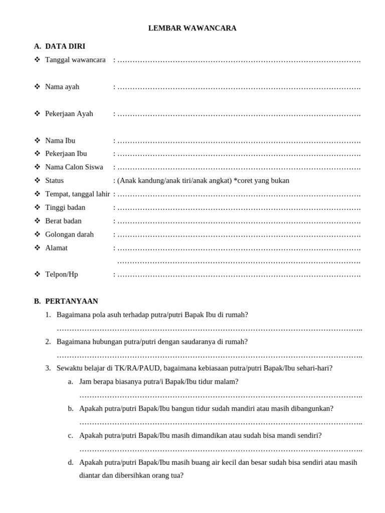 Lembar Wawancara | PDF