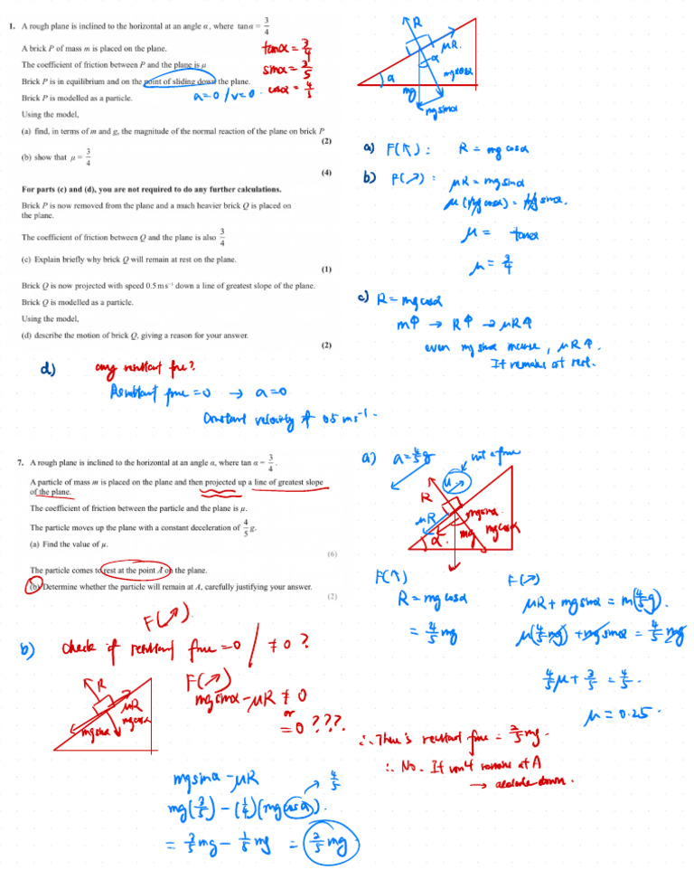 Force and Friction (With Angle) Questions | PDF | Mechanics | Classical ...
