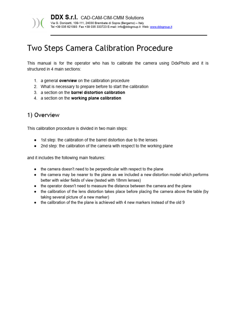 Two Steps Camera Calibration Procedure | PDF | Camera | Calibration