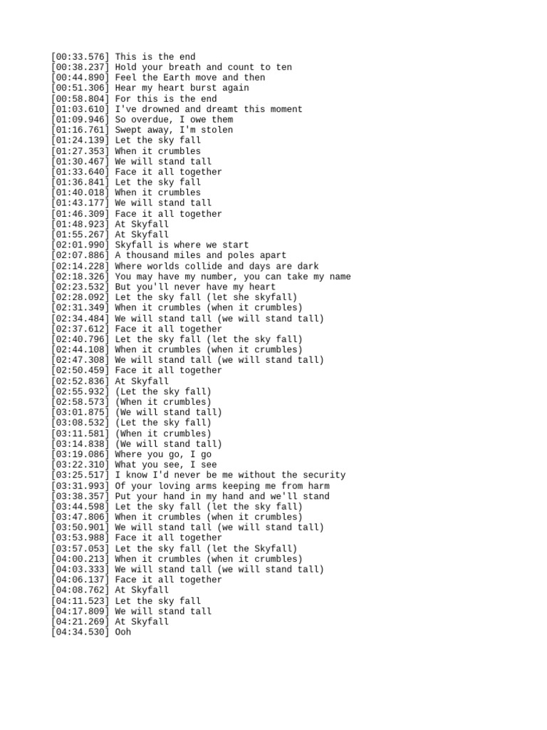 Skyfall Lyrics by Adele | PDF
