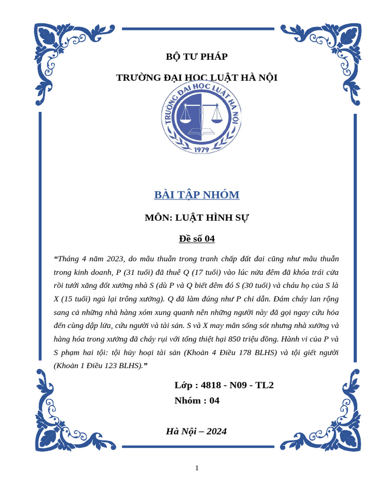 Final BTN Hình Sự Nhóm 4 4818 | PDF