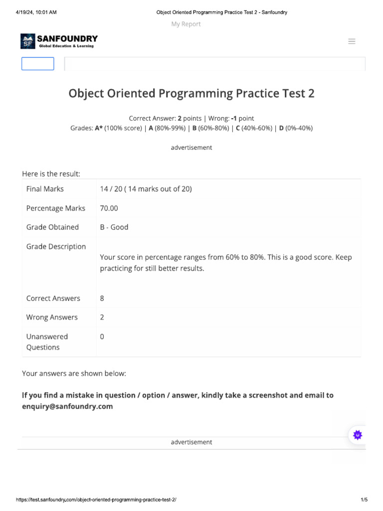 OOP Test 2 | PDF