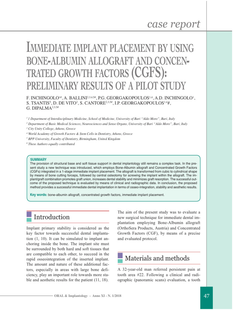 ARTICOLO ORAL IMPLANTOLOGY IMMEDIATE IMPLANT PLACEMENT BY USING BONE ALBUMIN 2018 7 - Inching ...