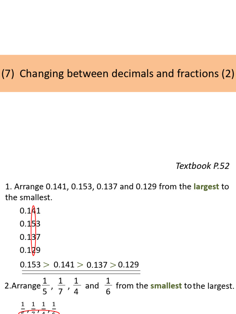 Ch.7 Arranging Decimals and Fractions | PDF | Lexicology | Mathematical ...