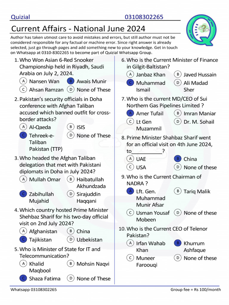 Current Affairs National June 2024 | PDF