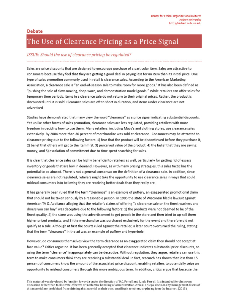 Clearance | PDF | Retail | Pricing