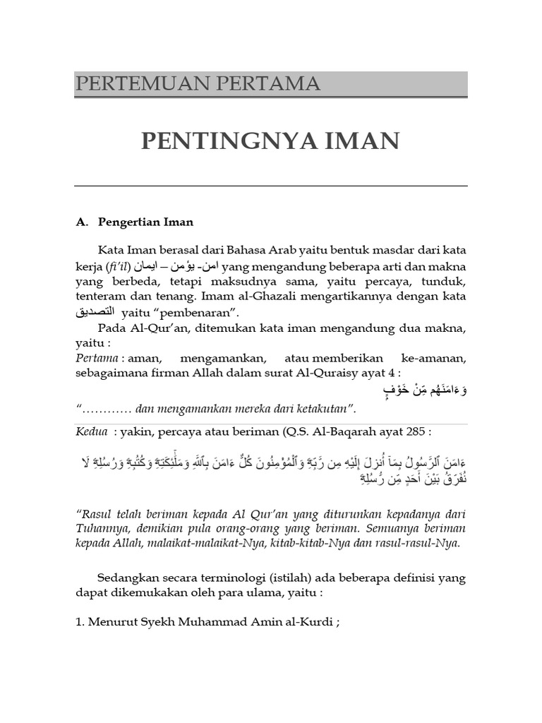 Pentingnya Iman dalam Kehidupan Sehari-hari | PDF