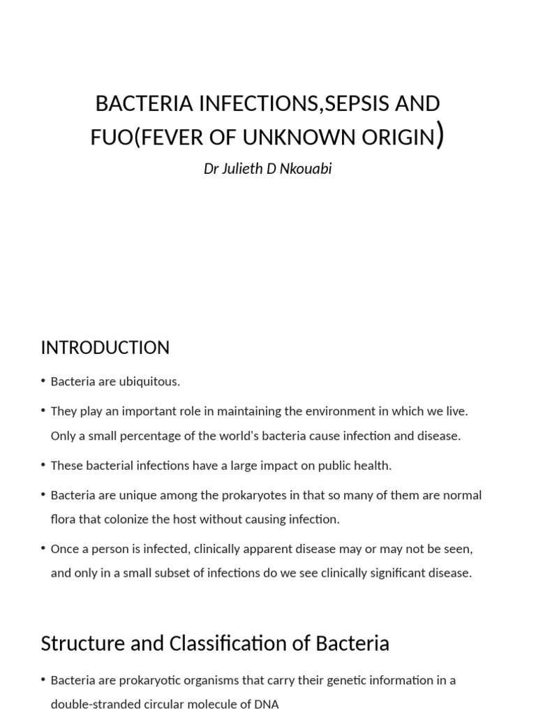 Bacteria Infections, Sepsis and Fuo (Fever | PDF | Sepsis | Bacteria