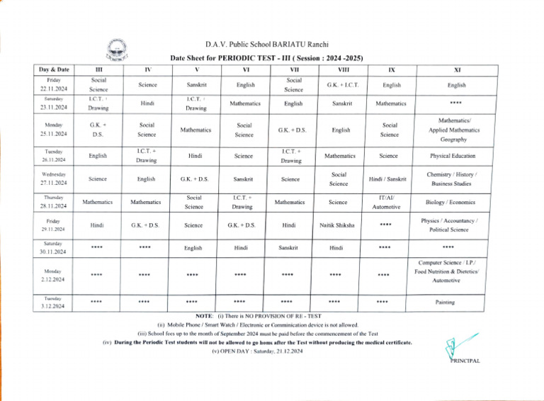 Revised Date Sheet of PT-III | PDF | Science