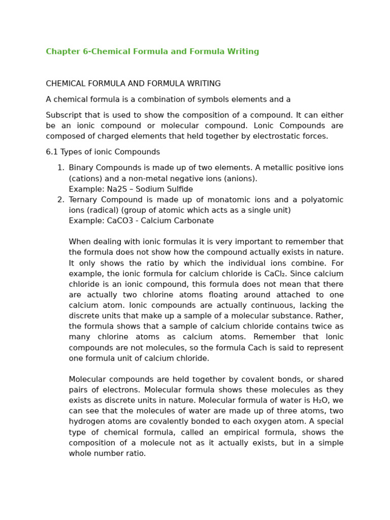 Writing and Naming Chemical Formula | PDF | Chemical Compounds | Ionic ...