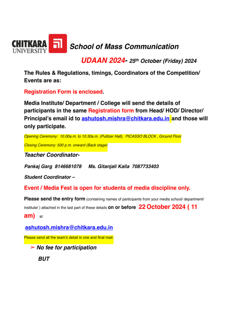 Udaan 2024 Rules With Students and Teachers Cordinators Details | PDF | Career & Growth ...