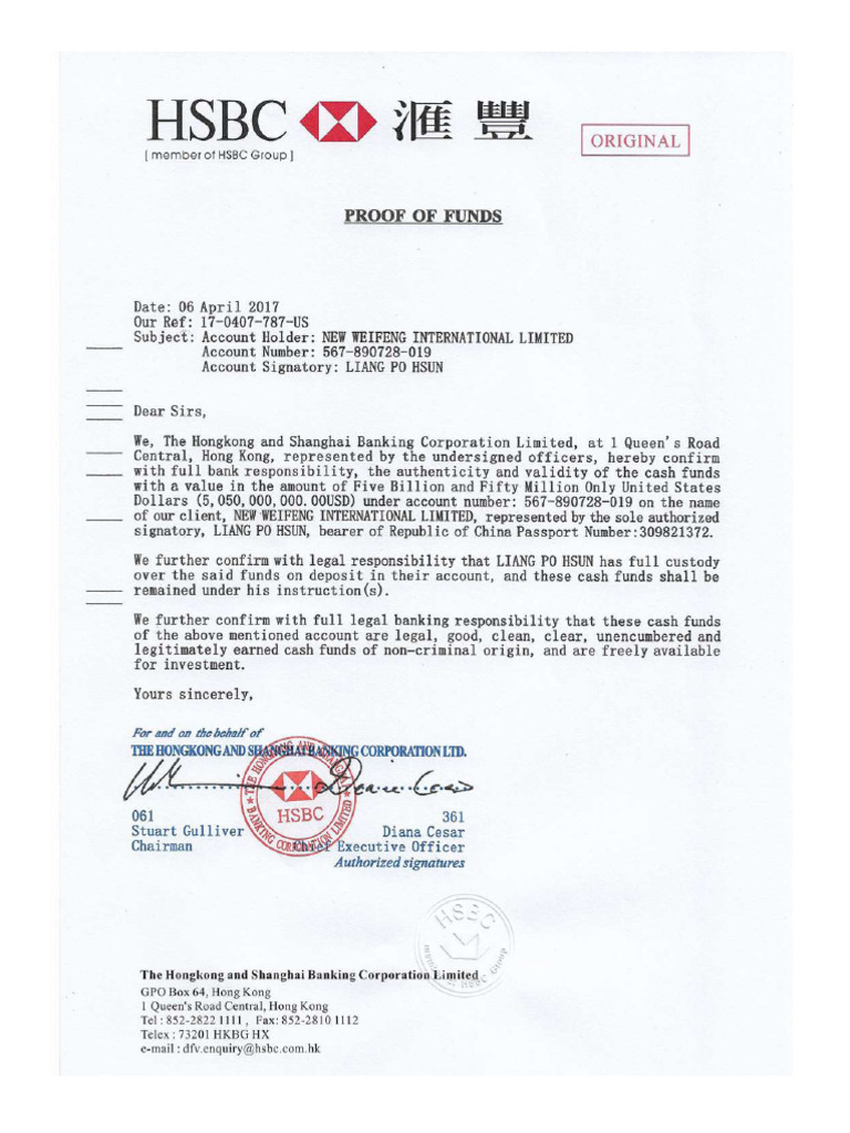 5.05B - Proof of Funds HSBC | PDF