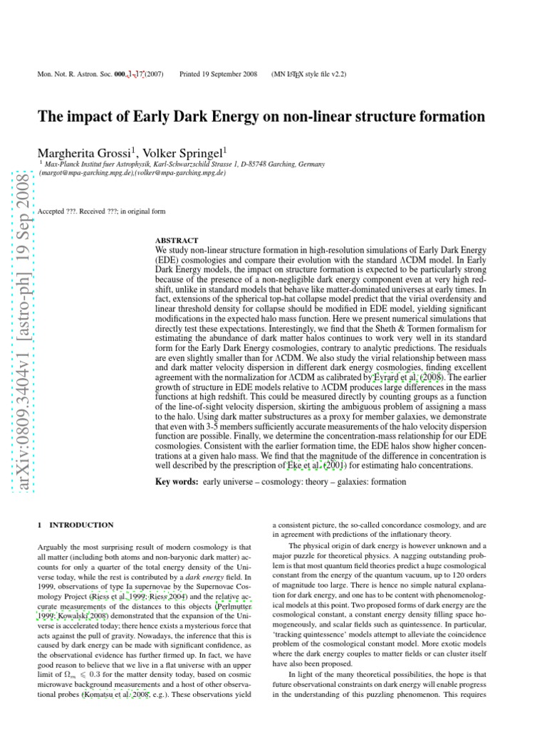 Margherita Grossi and Volker Springel - The Impact of Early Dark Energy ...
