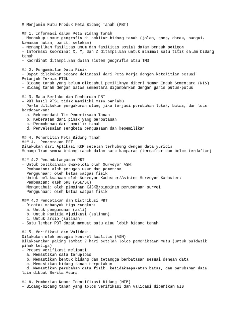 Menjamin Mutu Produk Peta Bidang Tanah (PBT) | PDF | Teknologi & Rekayasa
