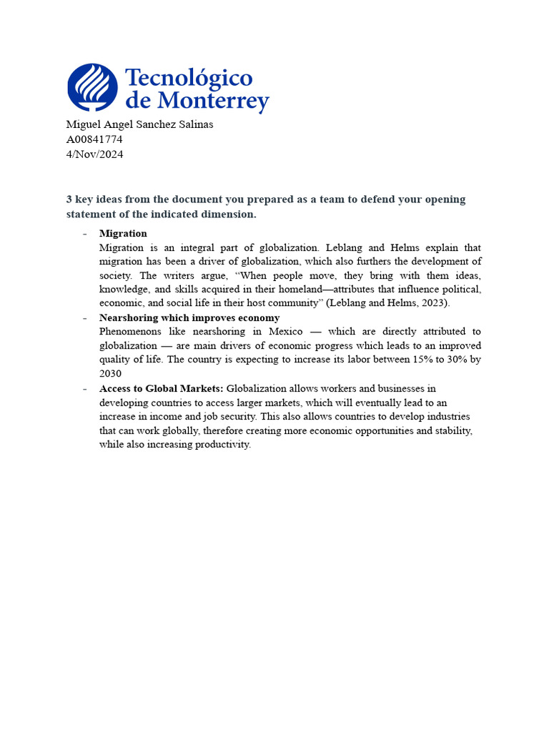 M1. Task 1 - Globalization | PDF