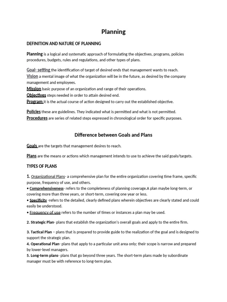 Planning-WPS Office | PDF | Goal | Strategic Planning