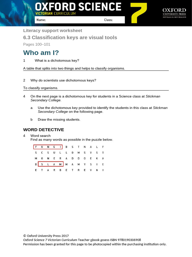 Who Am I?: 6.3 Classification Keys Are Visual Tools | PDF | Career ...