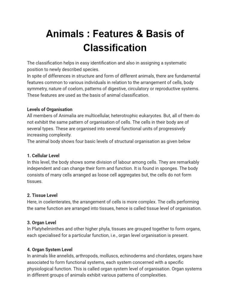 Biology Notes - Animal Kingdom | PDF | Developmental Biology | Biology