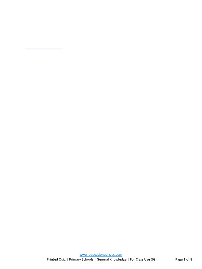 Primary School General Knowledge Quiz | PDF | Art | Young Adult