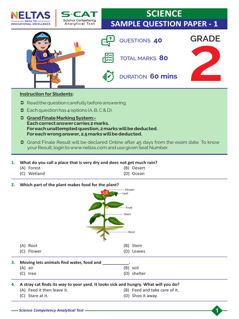 Neltas Grade 2 Science Sample Paper | PDF | Force | Water
