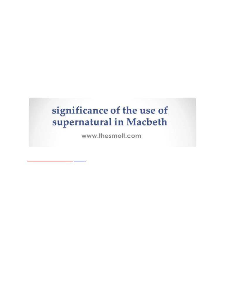 Supernatural Elements in Macbeth | PDF | Macbeth | Ghosts