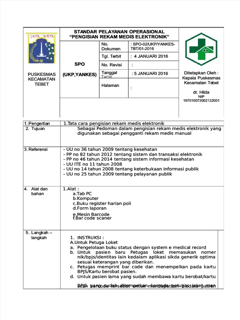 PDF 02 Sop Pengisian e Medical Record - Compress | PDF