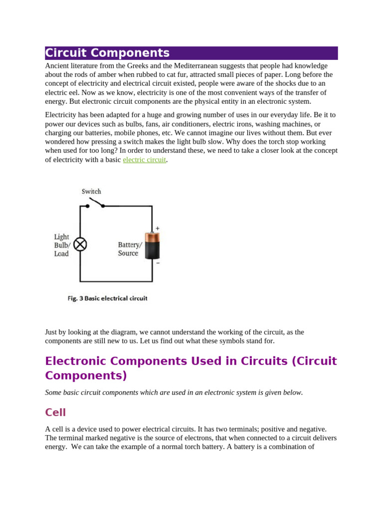 Electronic Components Used in Circuits (Circuit Components) | PDF ...