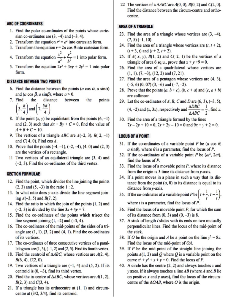 DPP 1 Coordinate Geometry MW | PDF | Triangle | Analytic Geometry