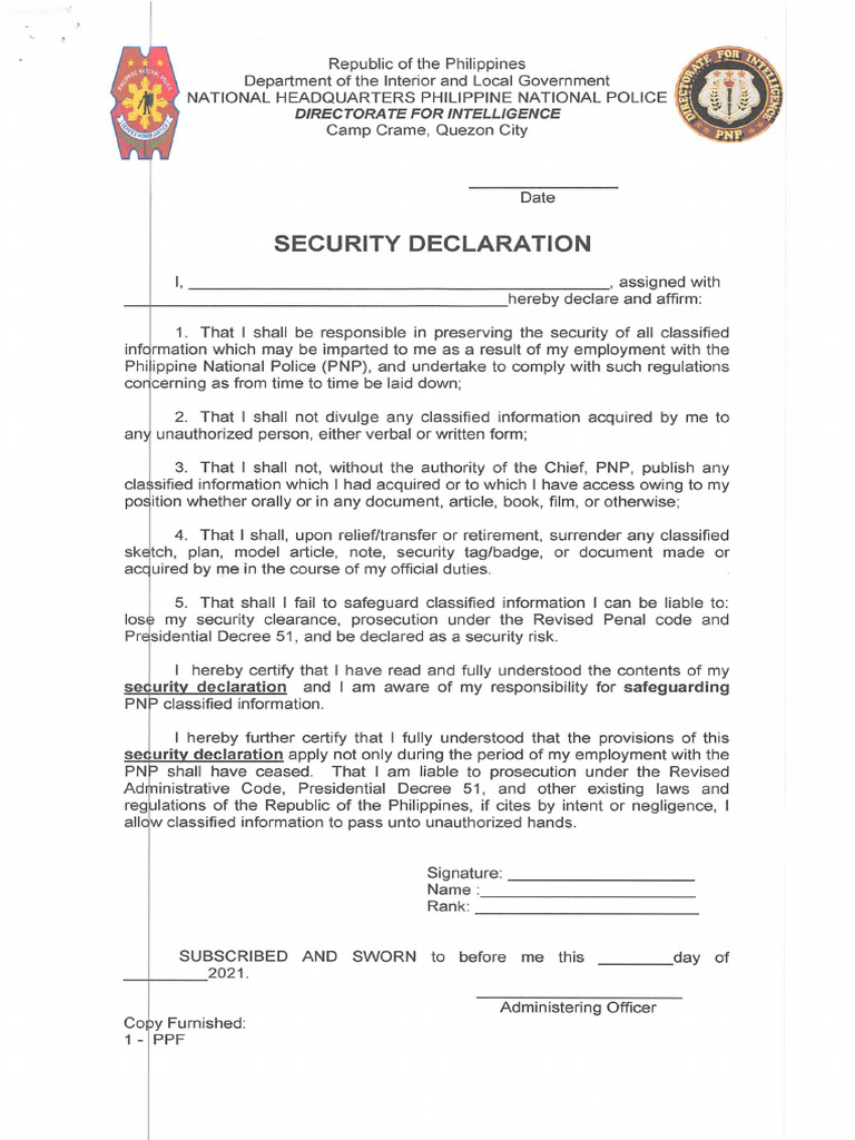 PHS FORM and Security Declaration Form b856db33 2bd6 4828 Bbfa ...