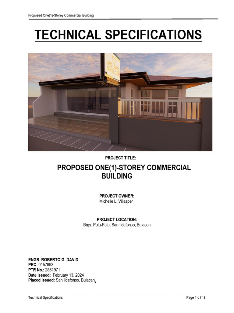 Gen - Specs One Storey Commercial Building | PDF | Concrete | Pipe ...