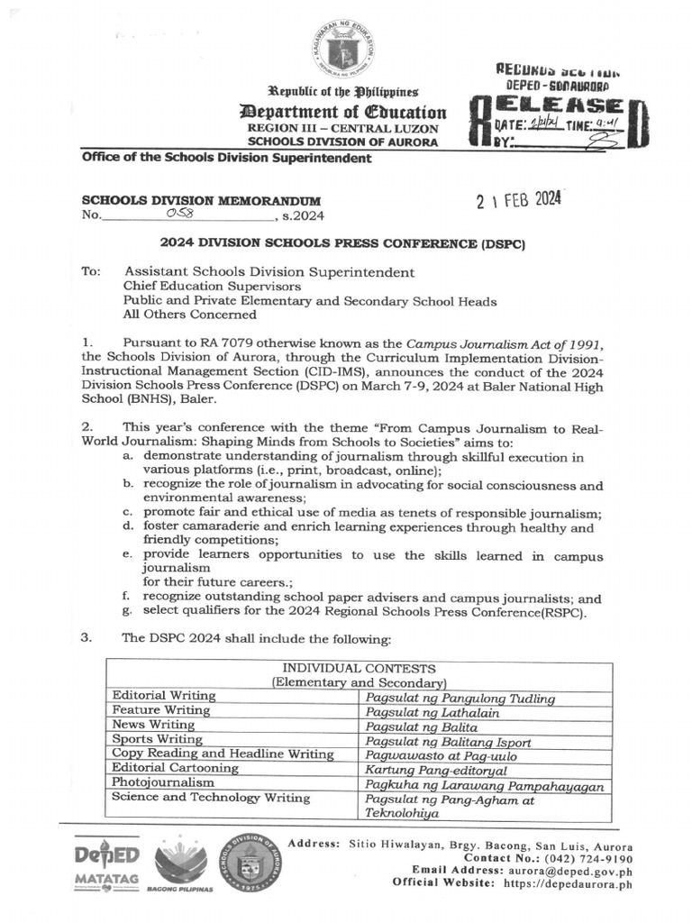 Memo DSPC 2024 | PDF