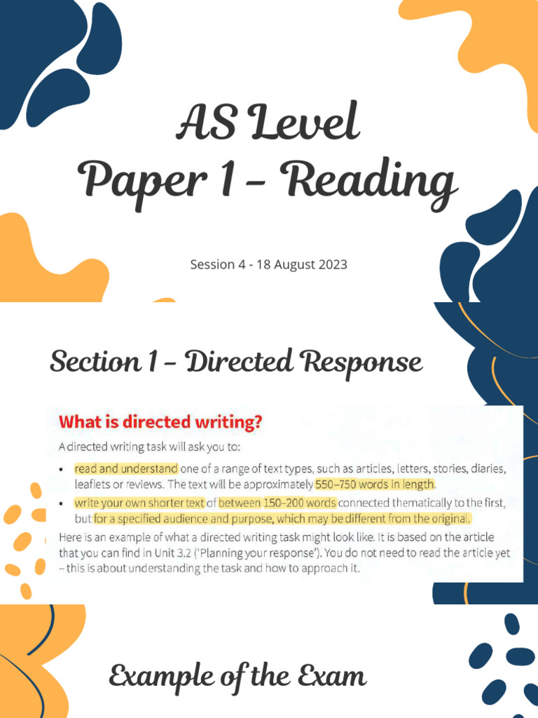 Slides 'Directed Response' | PDF | Language Arts & Discipline