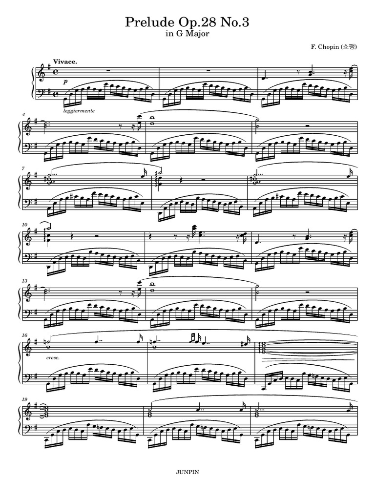 Prelude Op.28 No.3: in G Major | PDF | Frédéric Chopin | Instrumental ...