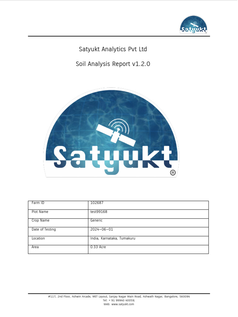Satyukt Analytics PVT LTD Soil Analysis Report v1.2.0 | PDF | Soil ...