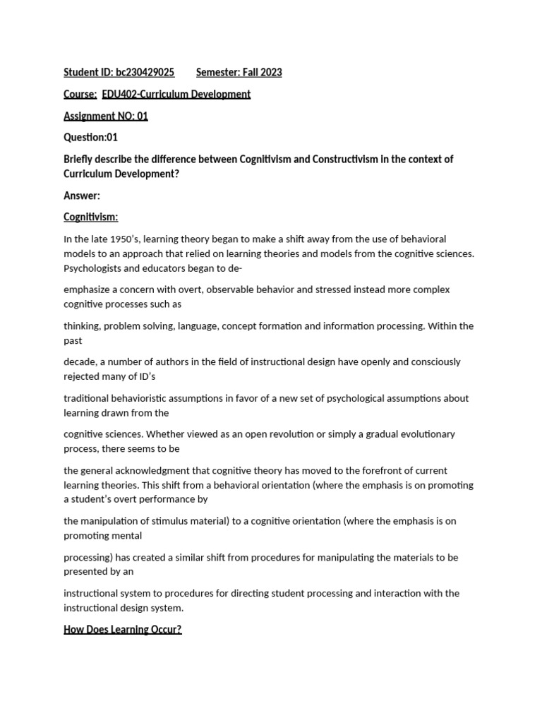 Document | PDF | Constructivism (Philosophy Of Education) | Learning