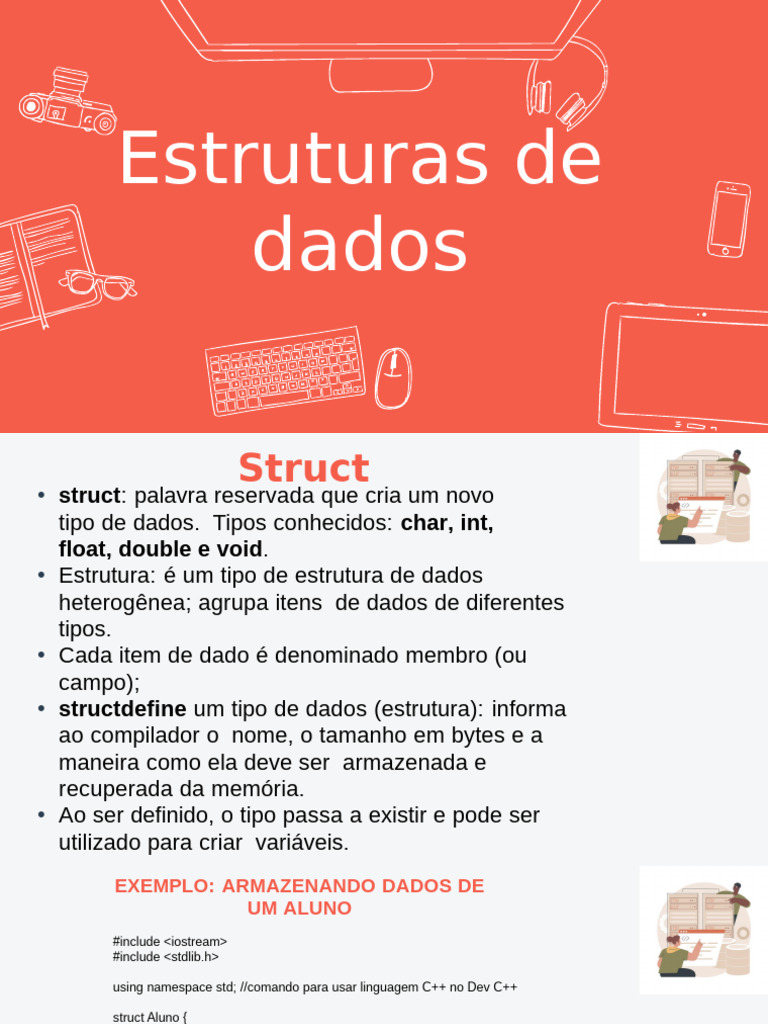 Aula 07 - Structs | PDF | C ++ | Tipo de dados