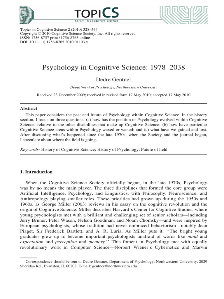 TUGAS BACA SESI 9 - Past, Present, Future of Cognitive Science | PDF | Cognitive Science | Cognition