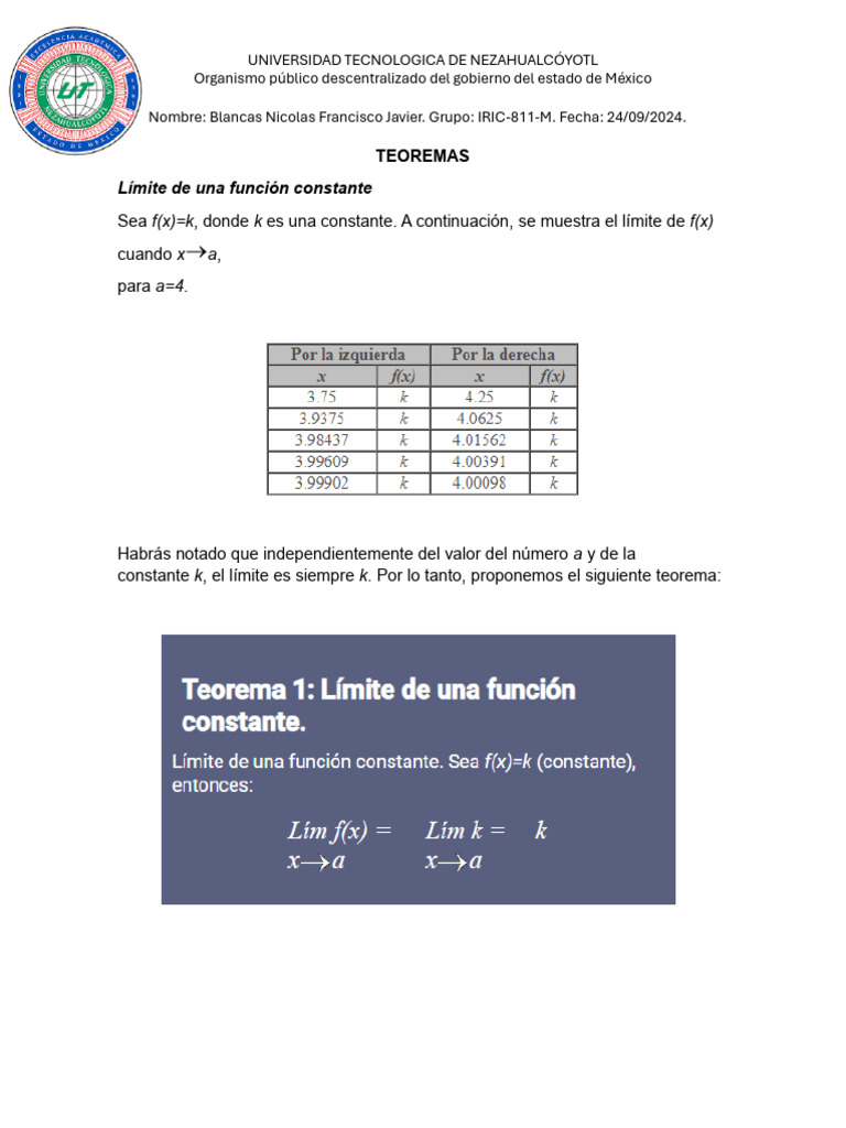 MATE Teoremas | PDF | Matemáticas | Análisis matemático