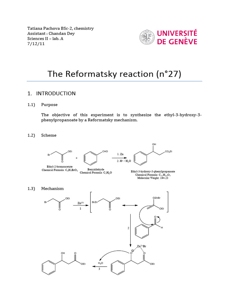 Reformatsky Reaction | PDF | Solvent | Chemical Substances