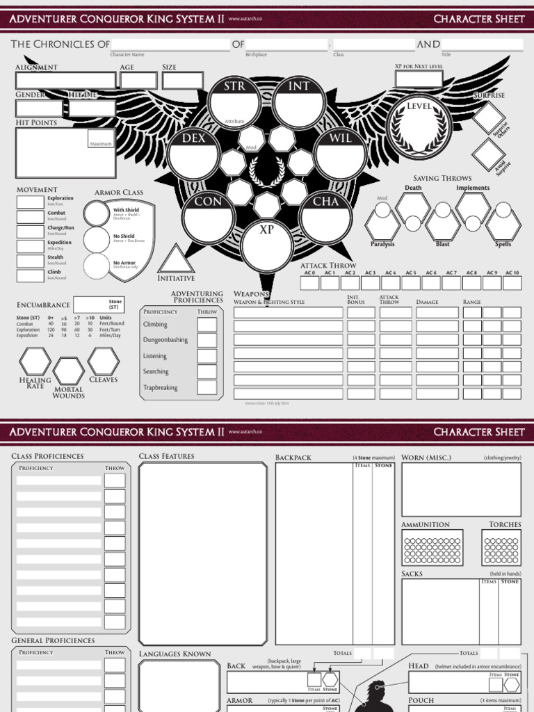 ACKS II Character Sheet Overview | PDF