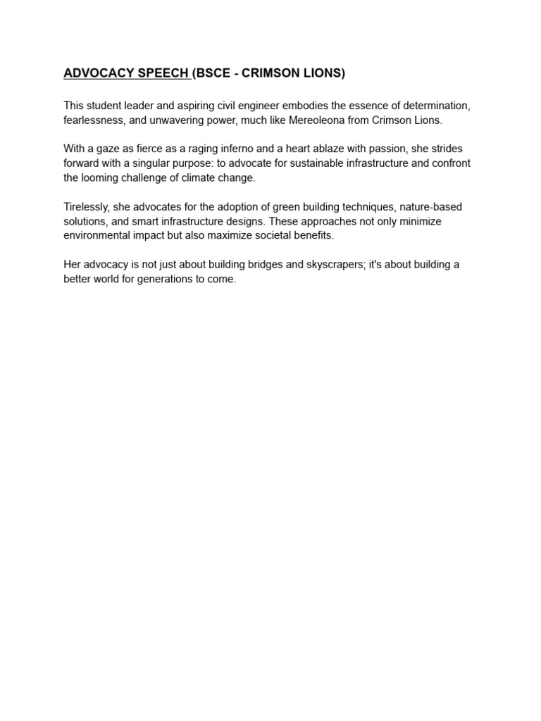 Advocacy for Sustainable Infrastructure | PDF