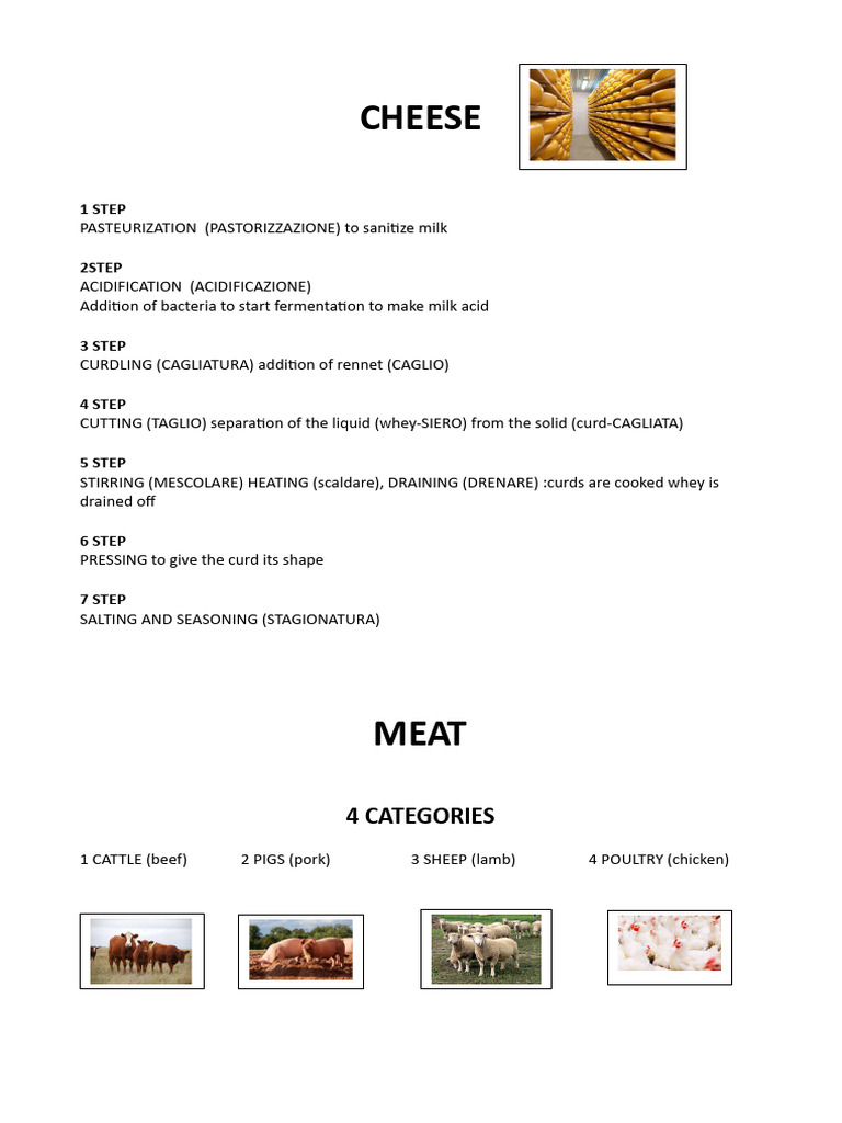 Cheese and Meat Production Steps | PDF